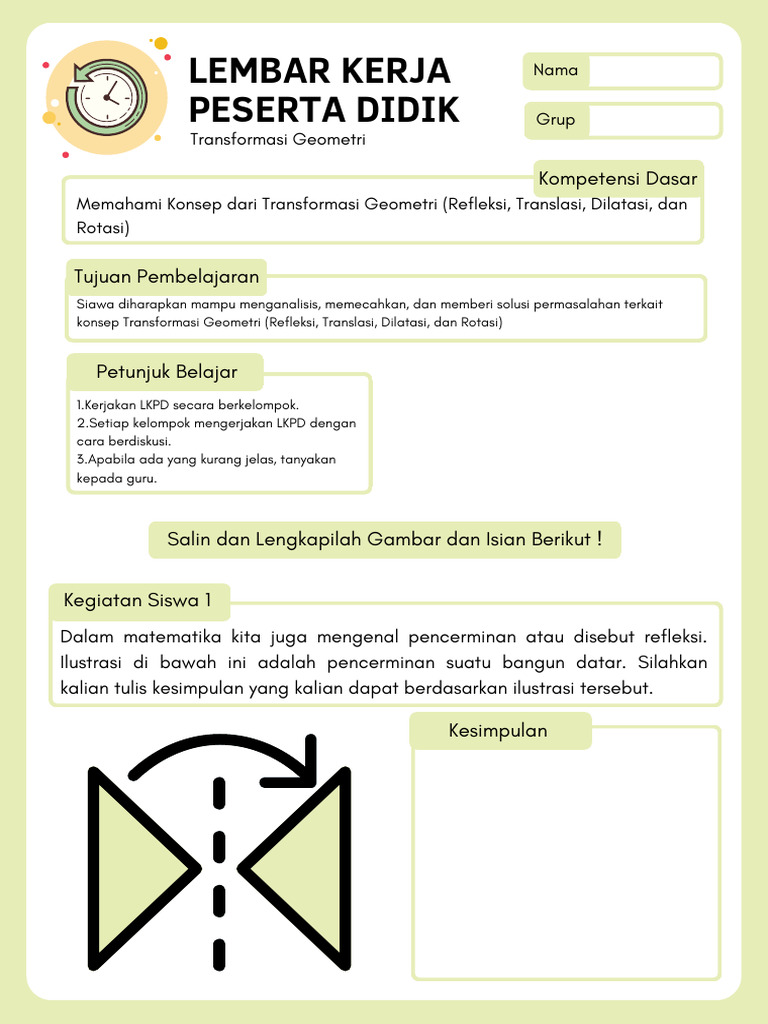 LKPD Transformasi Geometri Kelas 9 | PDF