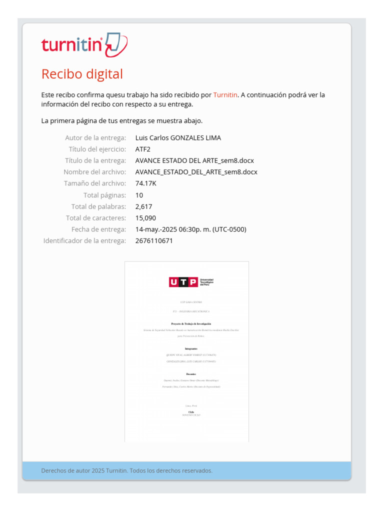 Recibo - AVANCE ESTADO DEL ARTE - Sem8 | PDF