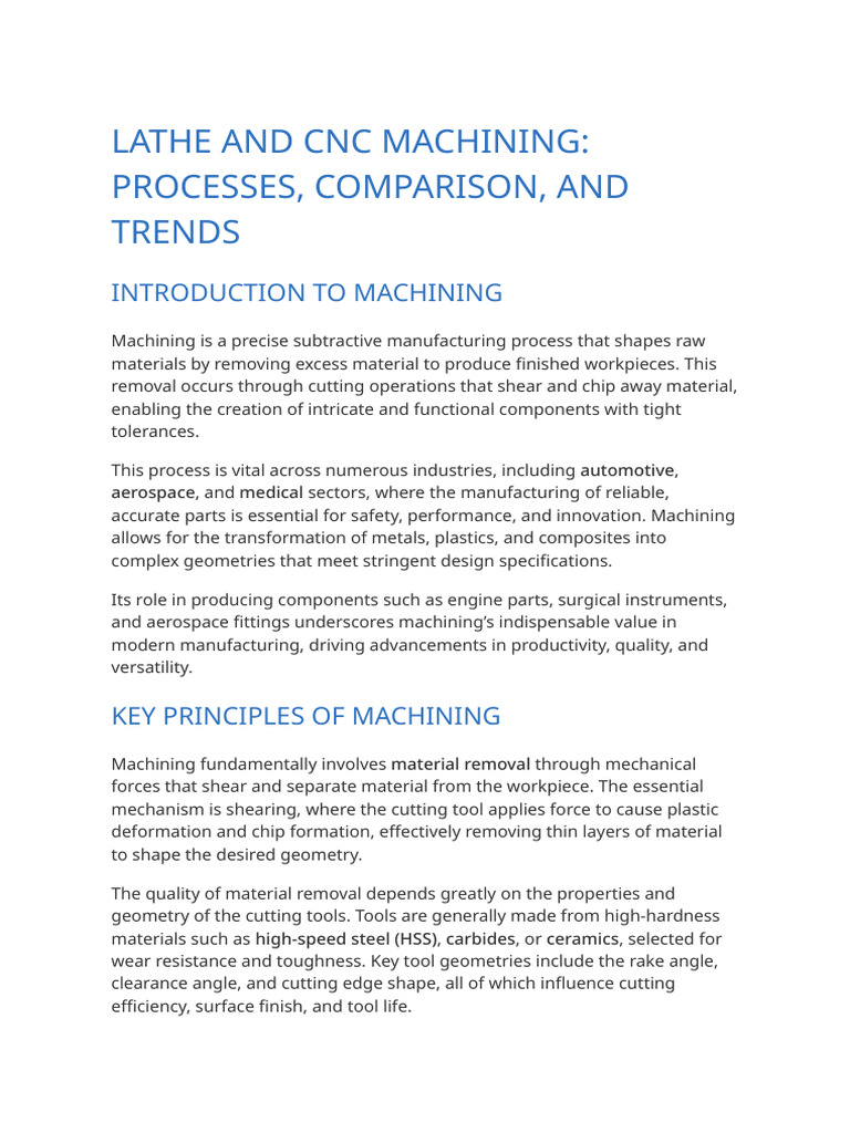 Lathe & CNC Machining Report | PDF | Numerical Control | Machining