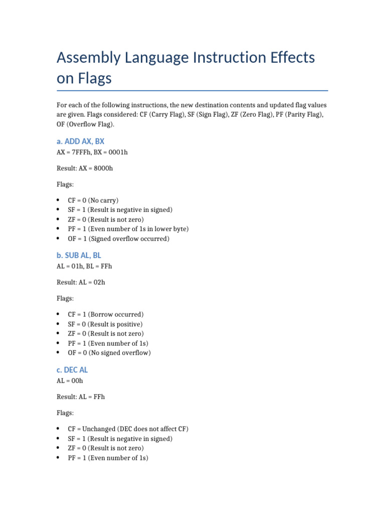 Instruction Flag Analysis | PDF
