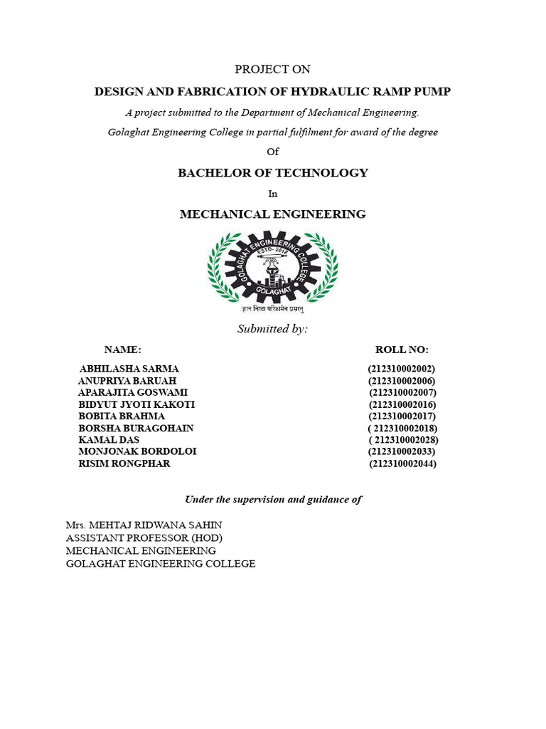 8th Sem Project Report - Draft | PDF | Pump | Valve