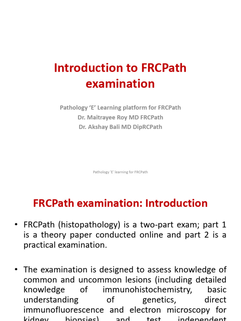 Introduction To FRCPath (Histopathology) Examination | PDF | Pathology | Cancer
