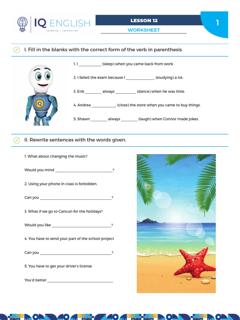 Worksheets 1-2 Lesson 12 Book 2 | PDF