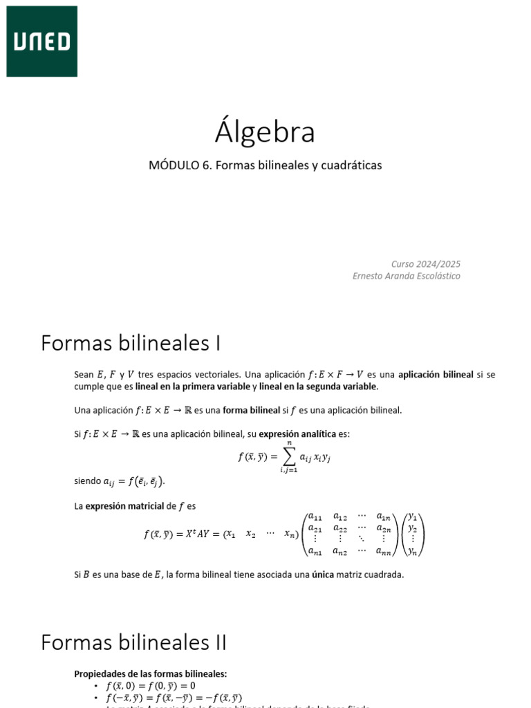 Modulo6_algebra | PDF | Matriz (Matemáticas) | Mapa lineal