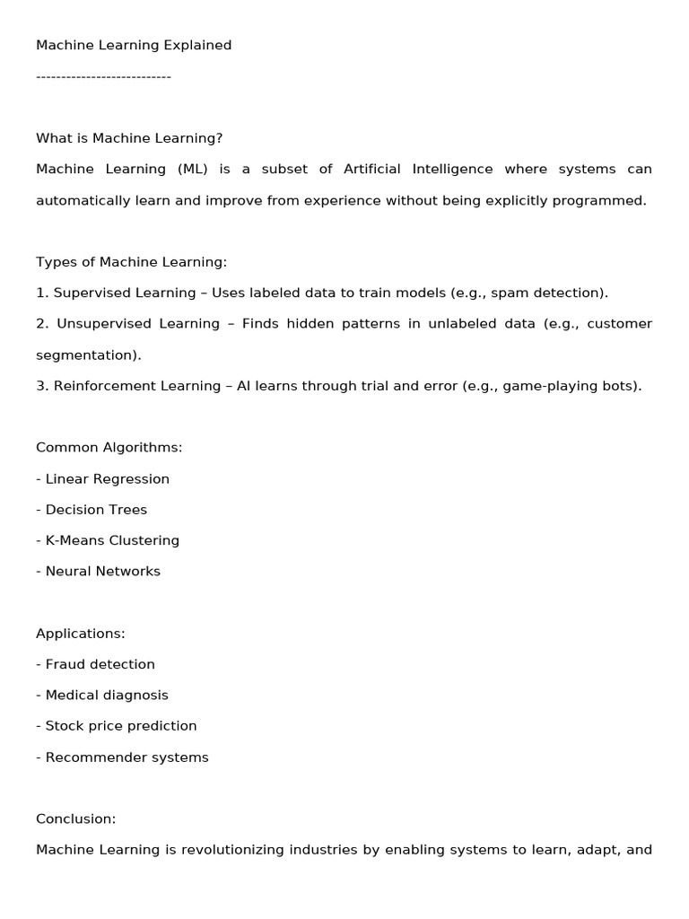 Understanding Machine Learning Basics | PDF