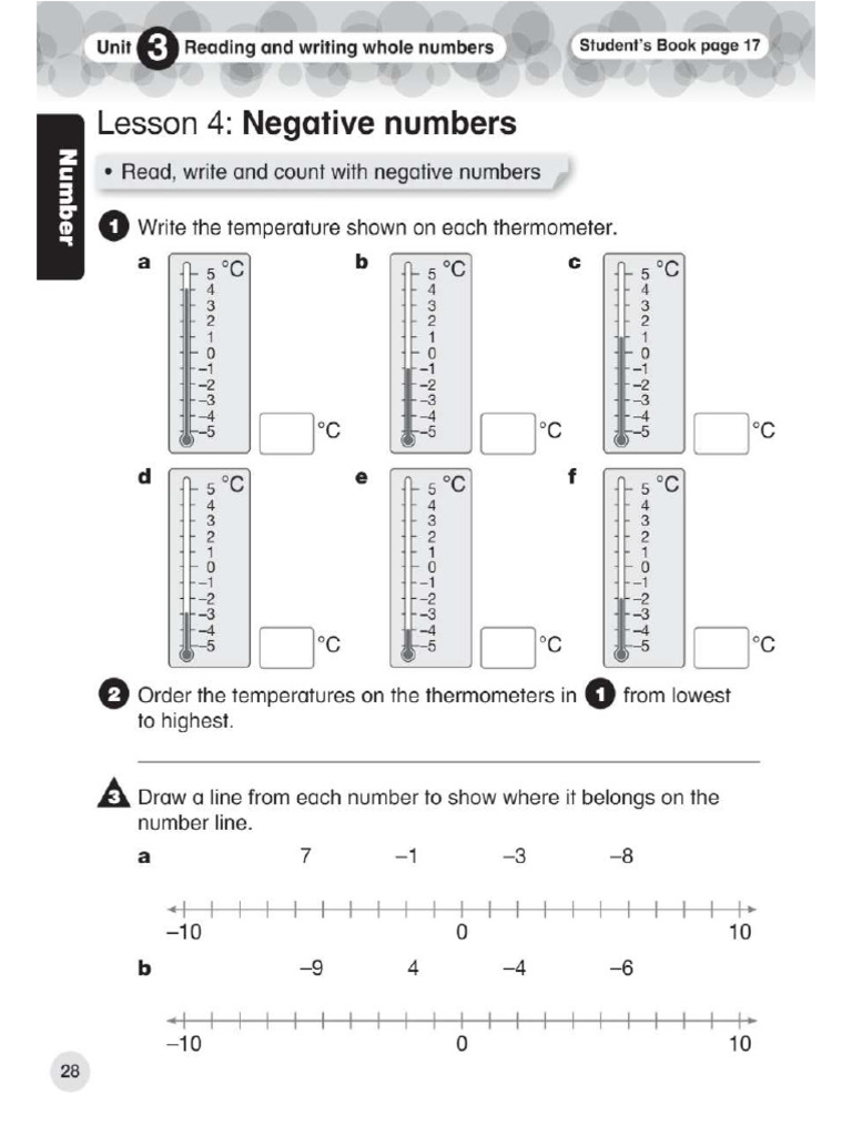 Maths 4 - Negative Numbers (Homework) | PDF