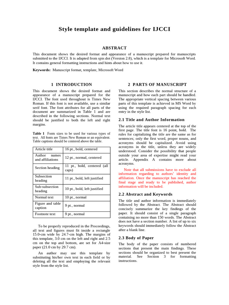 Style Template and Guidelines For Journal | PDF | Typefaces | Paragraph
