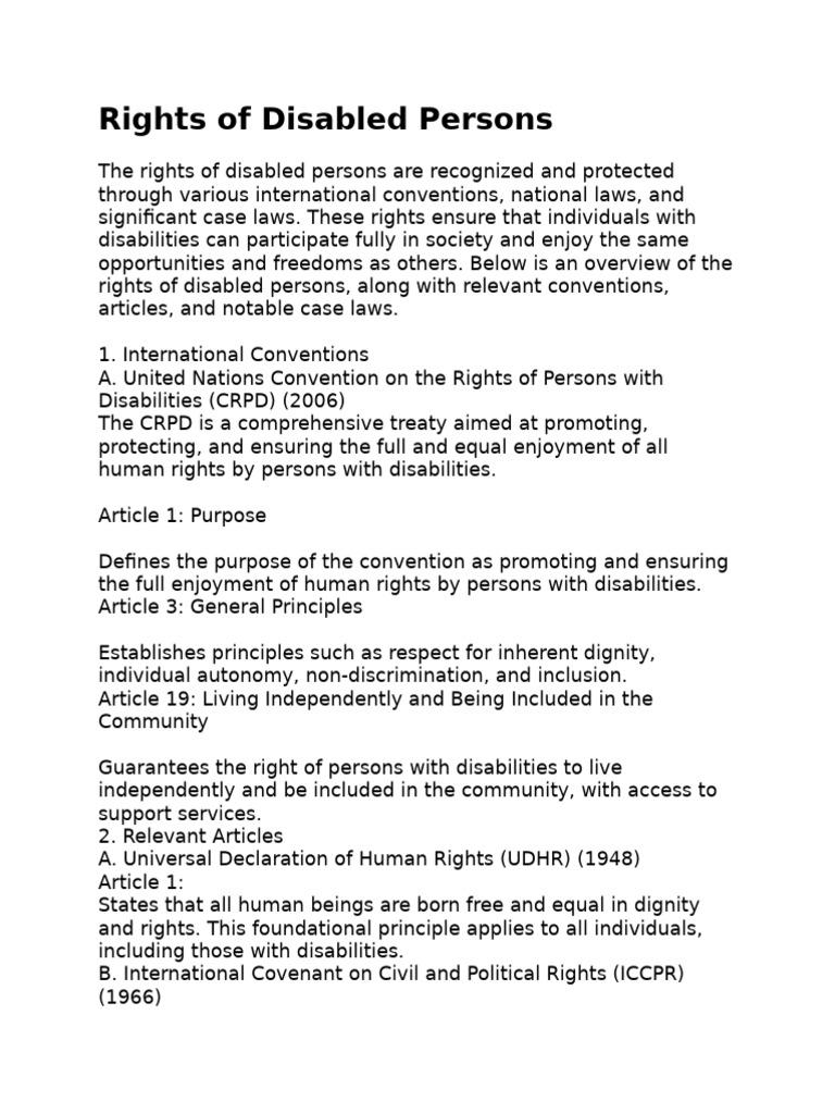 Rights of Disabled Persons Overview | PDF | Human Rights | Government ...