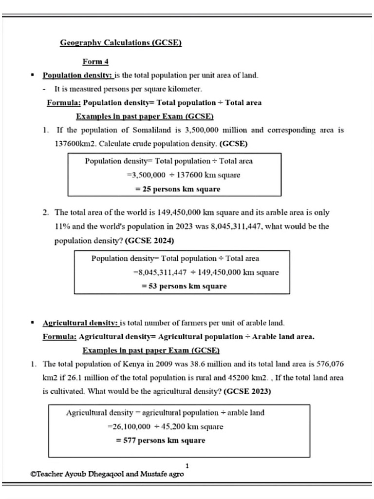 All Geography Calculation 1-4 | PDF