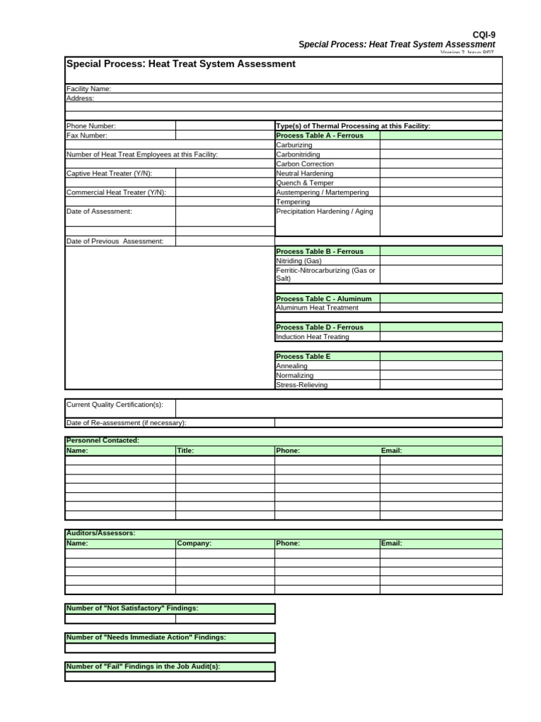 CQI-9 Heat Treat System Assessment | PDF | Heat Treating | Industrial Processes