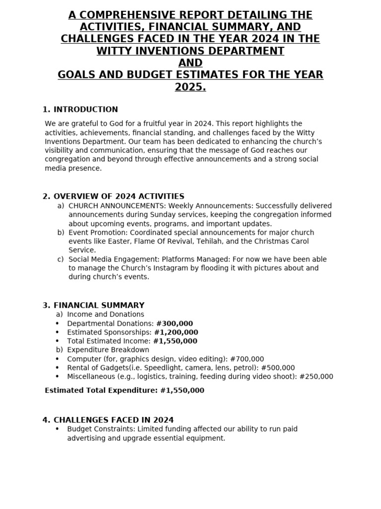 Witty Inventions Department Annual Report 2024 | PDF