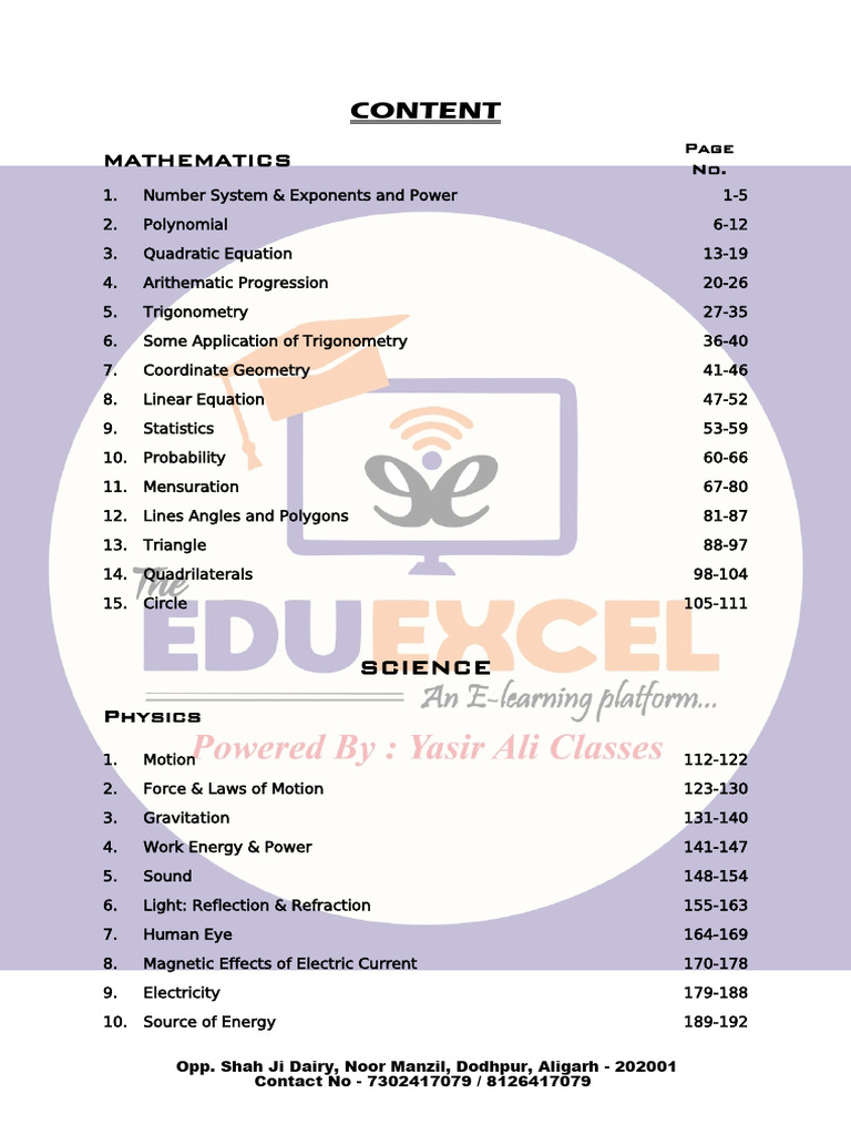 Edu Excel All Subject Extra Questions MCQ Format | PDF | Numbers | Chemistry