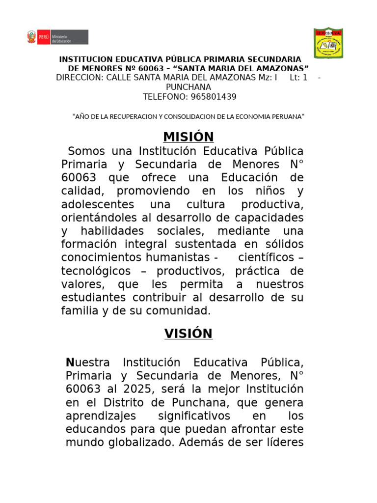Mision - Vision 2025 | PDF