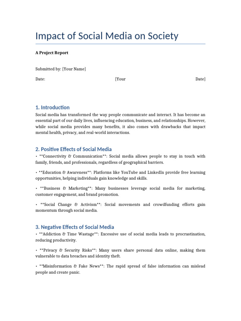 Impact of Social Media Report | PDF | Social Media | Popular Culture ...