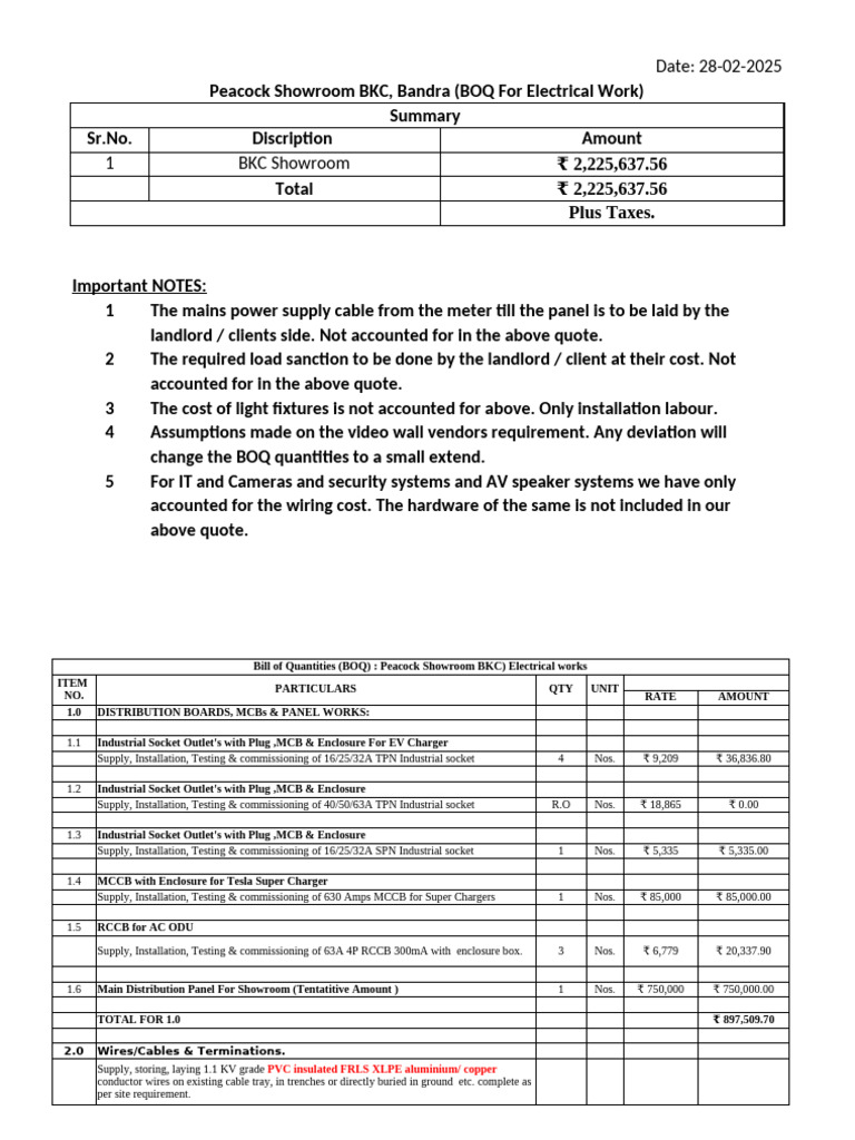 Peacock Project BKC Showroom (28-02-2025) RevISED | PDF | Electrical ...