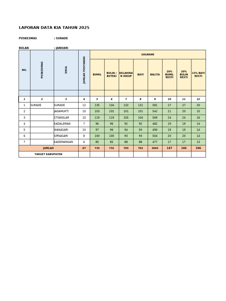 Laporan Data Kia PKM Surade 2025-1 | PDF