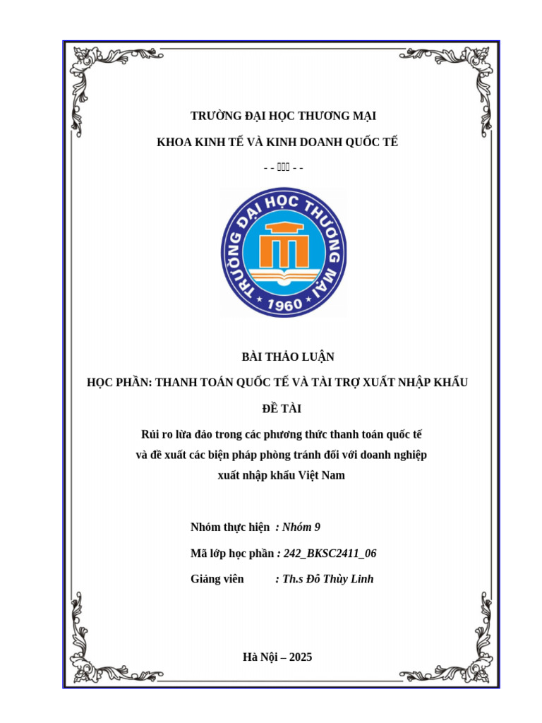 BTL - TTQT&TTXNK - Nhóm 9 | PDF