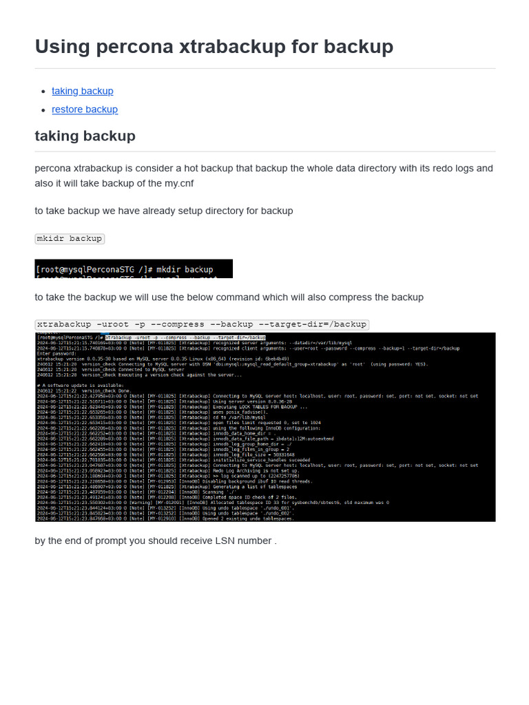 Backup and Restore Using Percona Xtrabackup 1746623595 | PDF