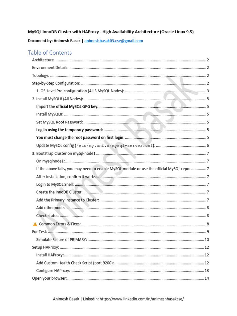 MySQL InnoDB Cluster With HAProxy For High Availability 1746622861 | PDF | Computer Cluster | Sudo