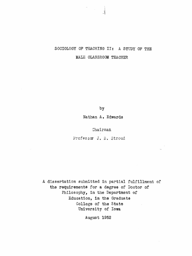 Edwards, Nathan Amos - Sociology of Teaching. II. A Study of The Male ...