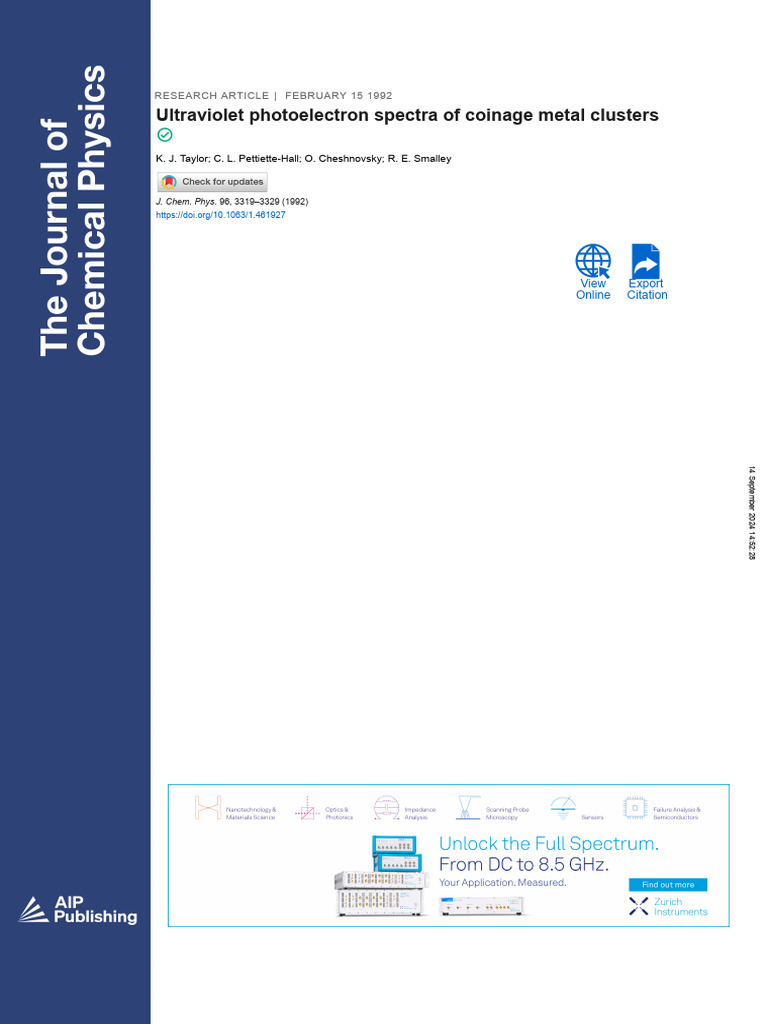 Ultraviolet Photoelectron Spectra of Coinage Metal Clusters | PDF ...