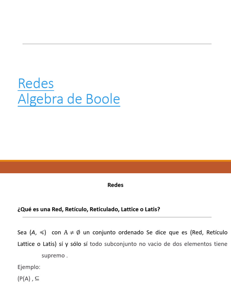 Conceptos Clave de Redes y Álgebra de Boole | PDF | Análisis matemático ...