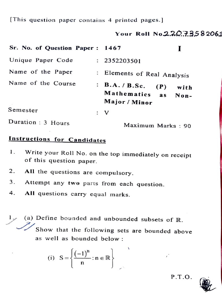 Real Analysis Ge Maths 4th Semester | PDF | Series (Mathematics) | Sequence