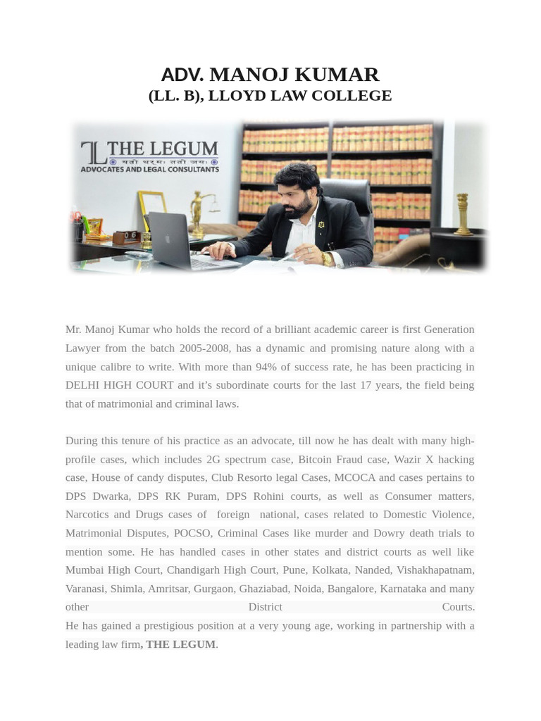 Alumni Success Story-Manoj Kumar | PDF