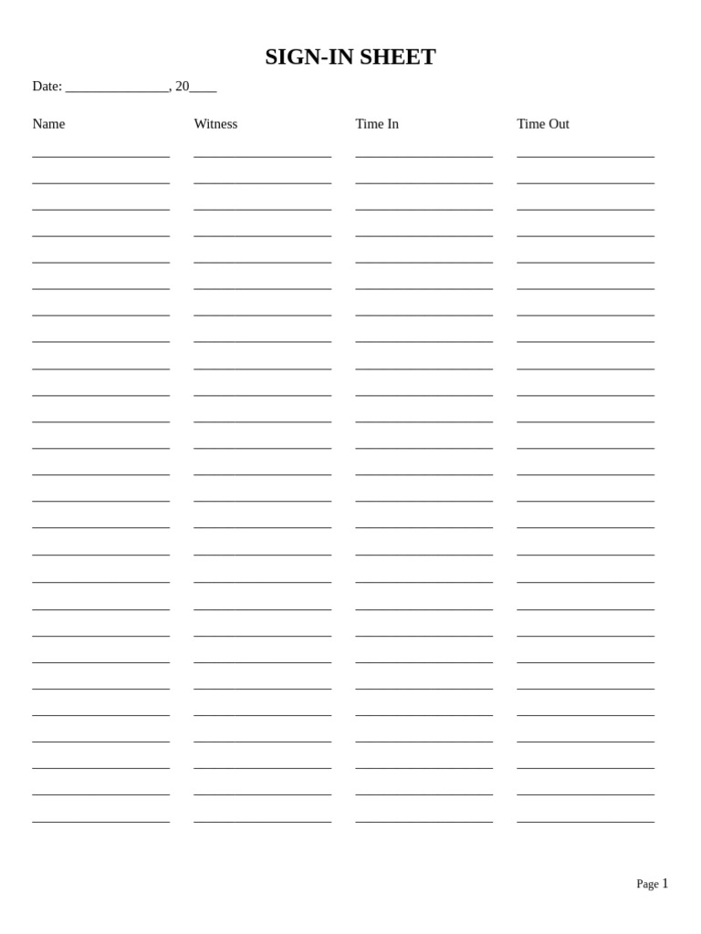 Sign in Sign Up Sheet Template 2023-06-30 | PDF