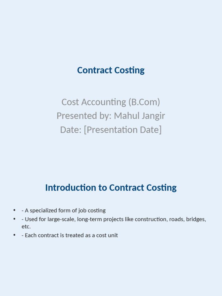 Understanding Contract Costing Basics | PDF