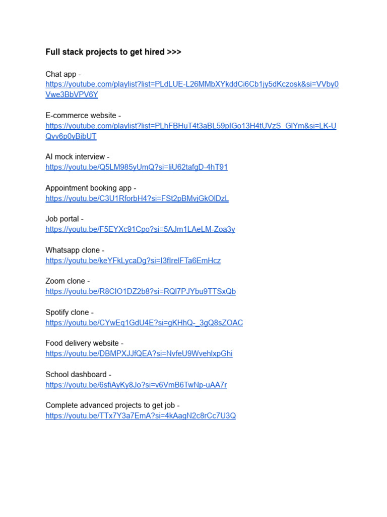 Full Stack Projects for Job Seekers | PDF