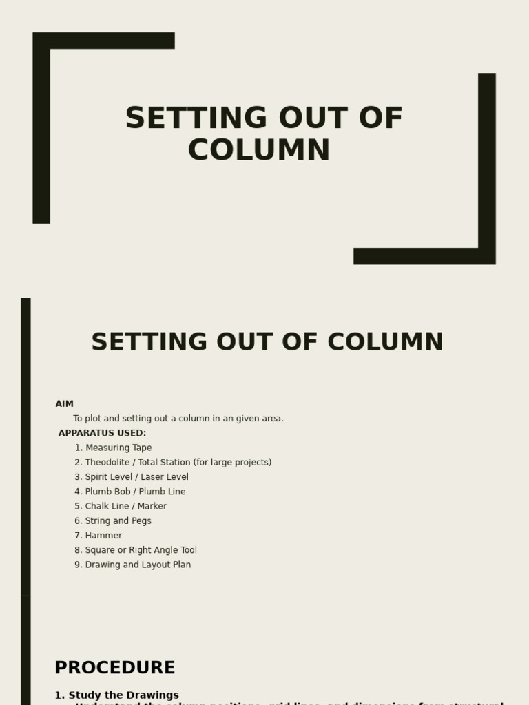 Column Setting Out Procedure Guide | PDF