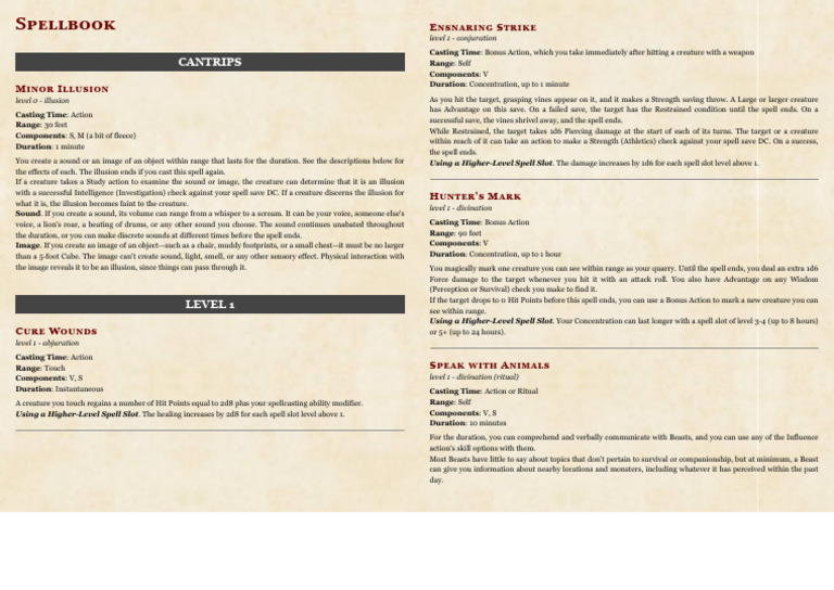 List DND 2024 Spells - Waldläufer | PDF | Mental Processes | Cognitive ...