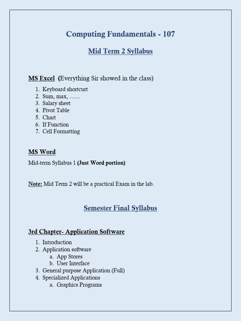 MGT 107 Mid Term 2 and Final Syllabus | PDF