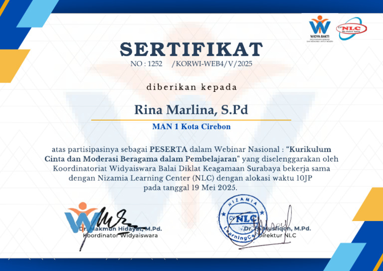 Sertifikat Pelatihan 2025 | PDF