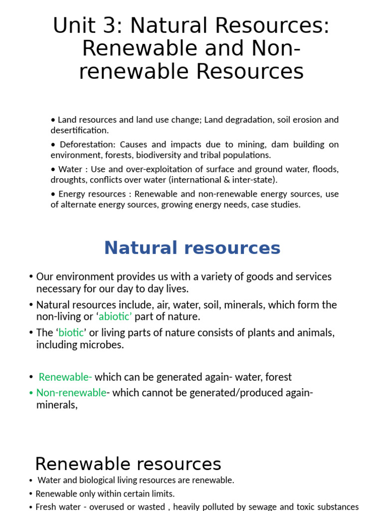 Natural Resources: Types and Challenges | PDF | Soil | Renewable Resources