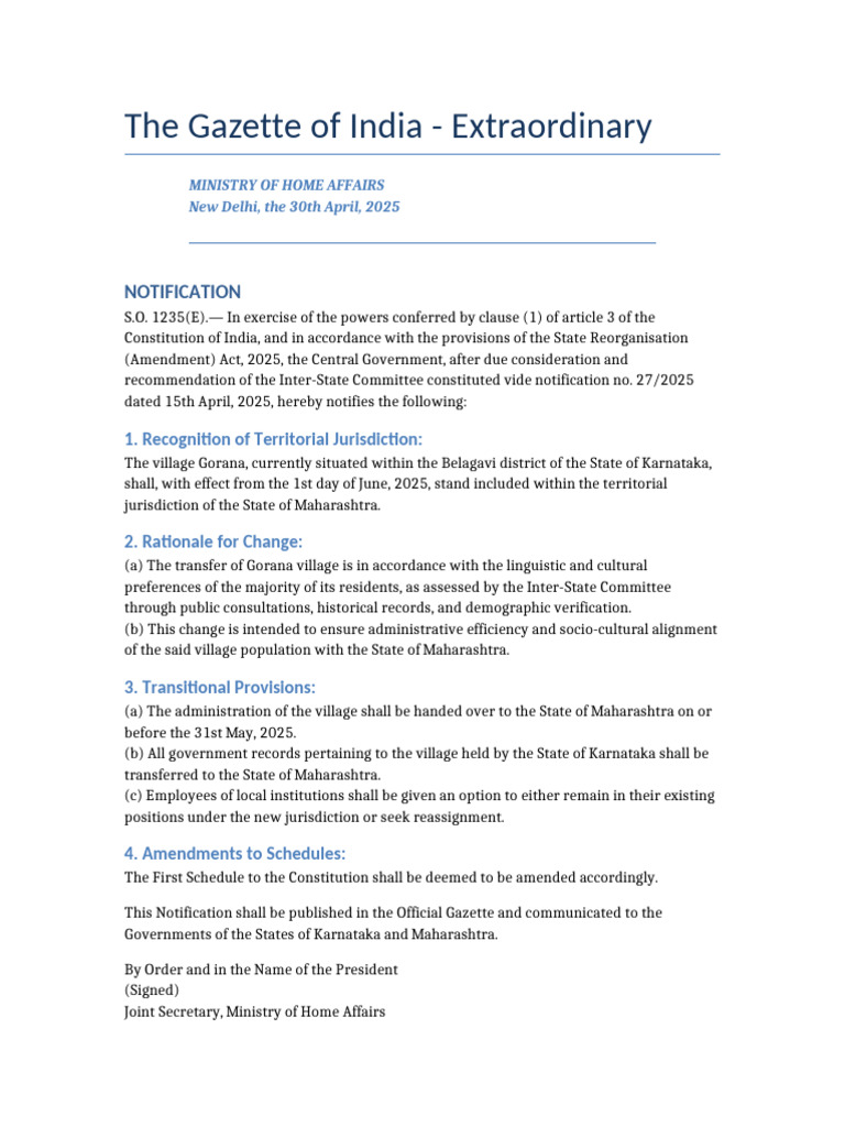 Gorana Boundary Recognition Notification | PDF | Justice | Crime & Violence
