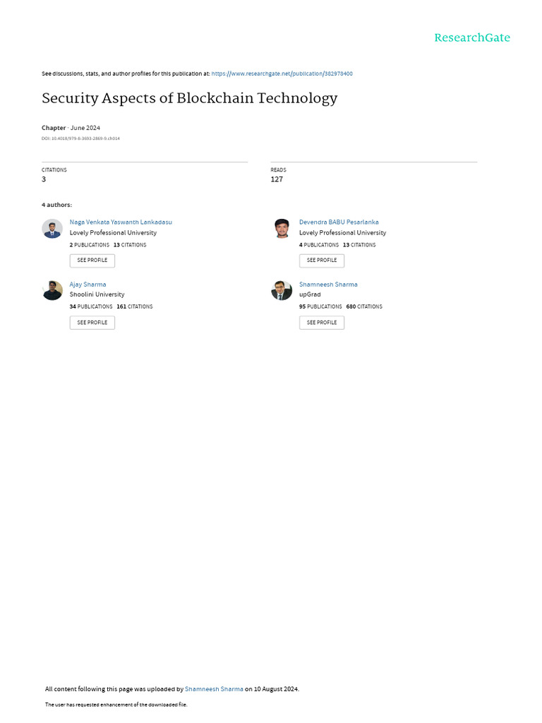 Security Aspects of Blockchain Technology | PDF | Computer Security | Security