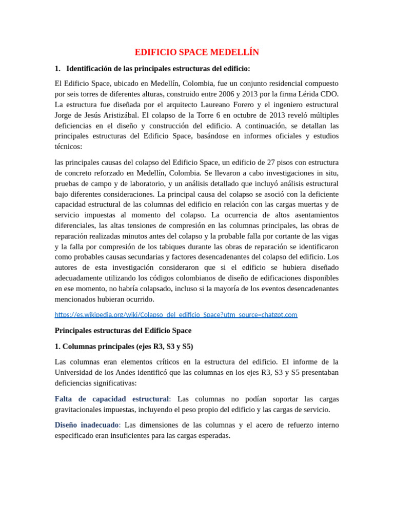 Causas del colapso del Edificio Space | PDF | Fundación (Ingeniería ...