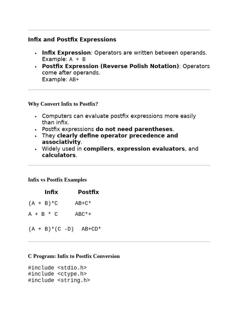 Infix To Postfix Conversion | PDF
