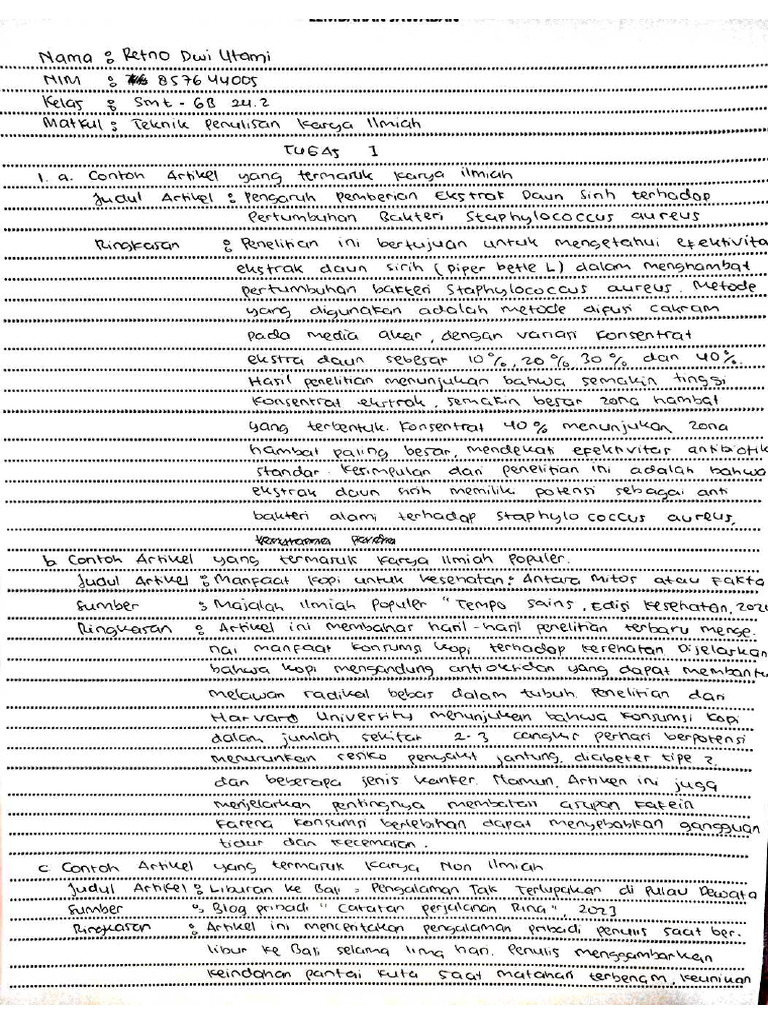 Tugas Ke 1 Teknik Penulisan Karya Ilmiah | PDF