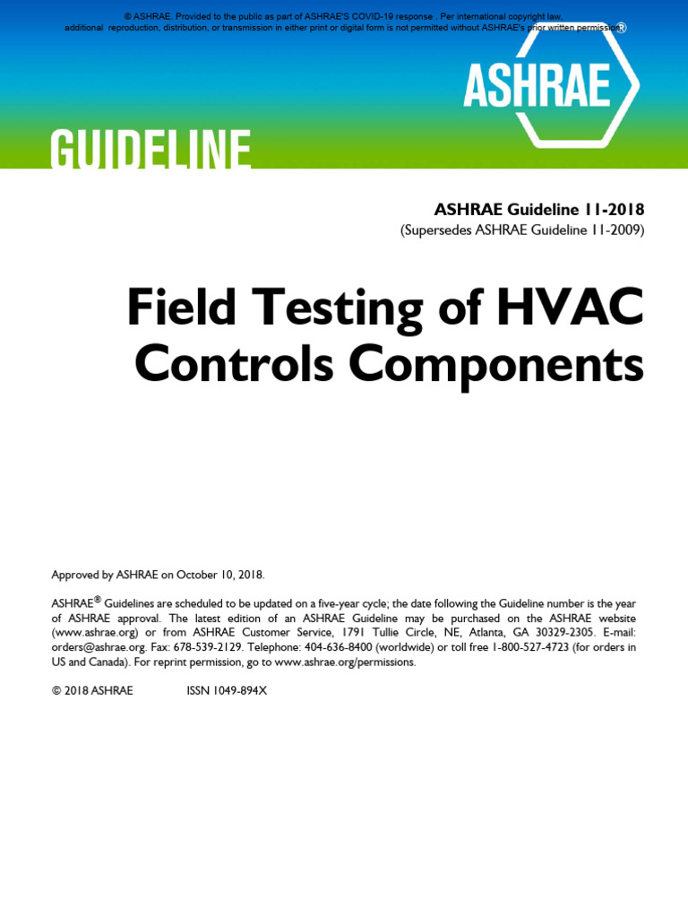 ASHRAE Guideline 11-2018 Field Testing of HVAC Controls - ASHRAE - 2018 ...