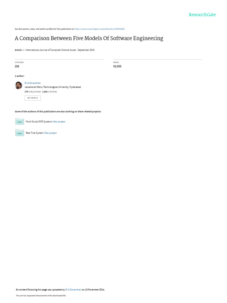 A Comparison Between Five Models of Software Engin | PDF | Software ...