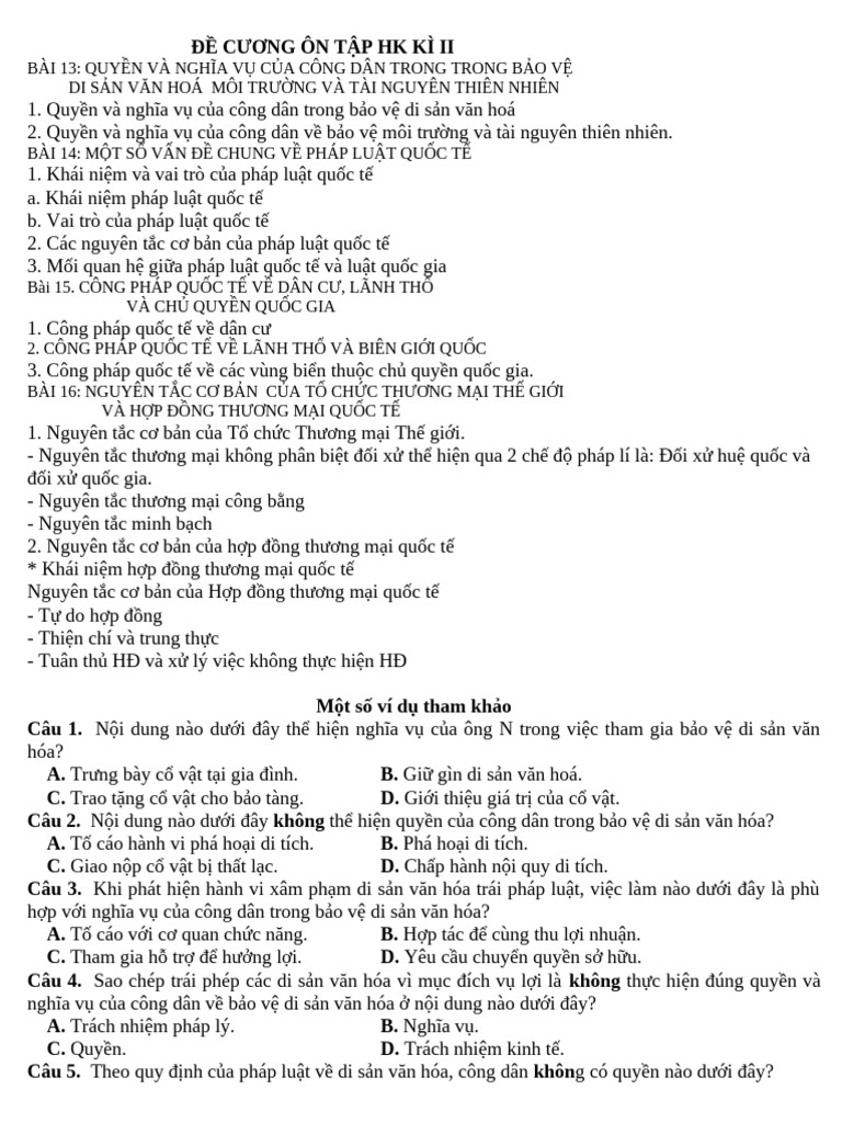 Nội Dung Ôn Tập GDKT&PL CHK2 - Lớp 12 | PDF