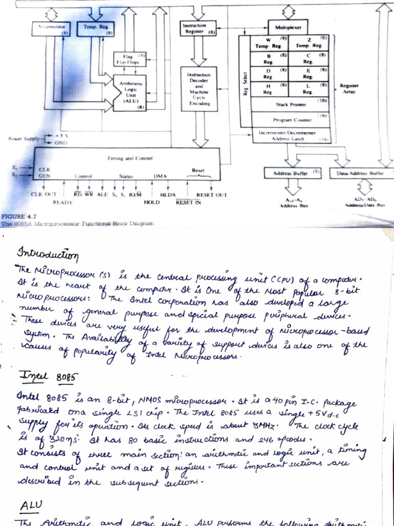 Intel 8085 Architecture Hand Written Notes | PDF