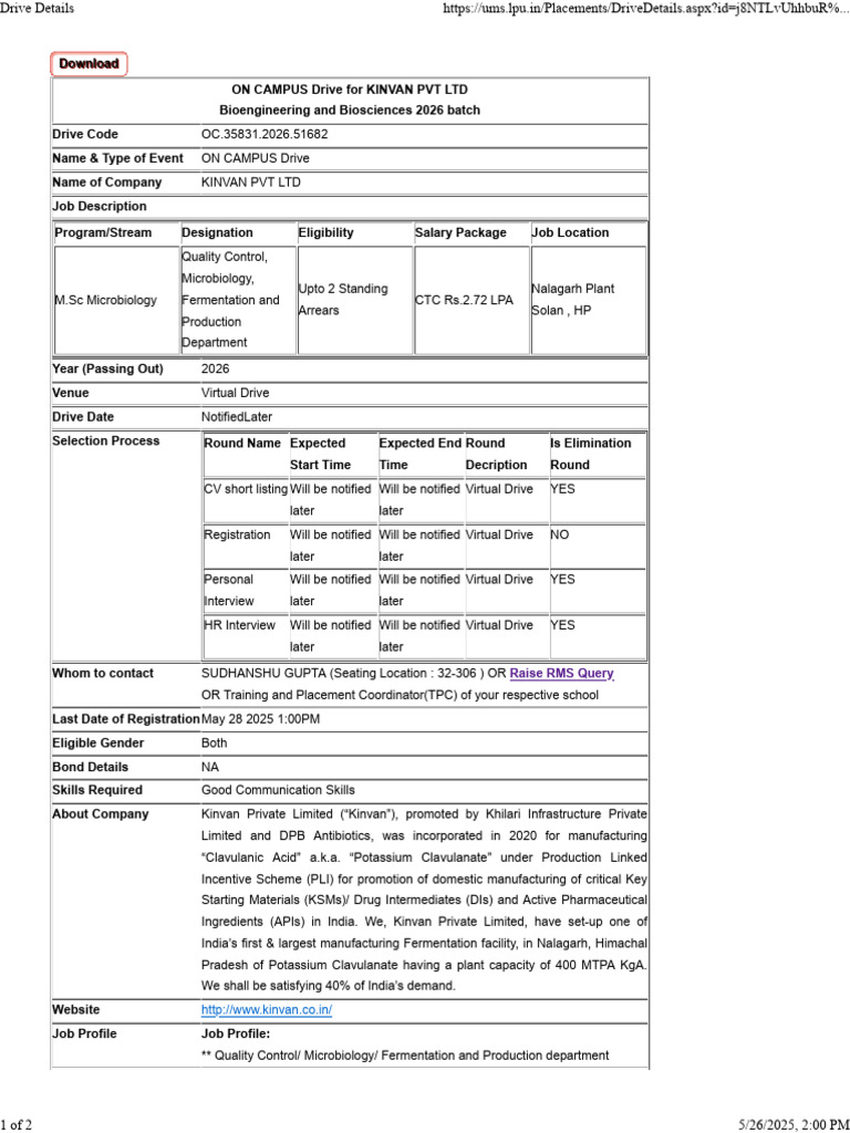 Drive Kinvan Pvt Ltd 2026 | PDF