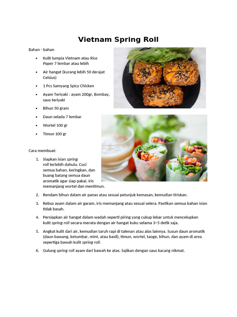Vietnam Spring Roll Resep | PDF