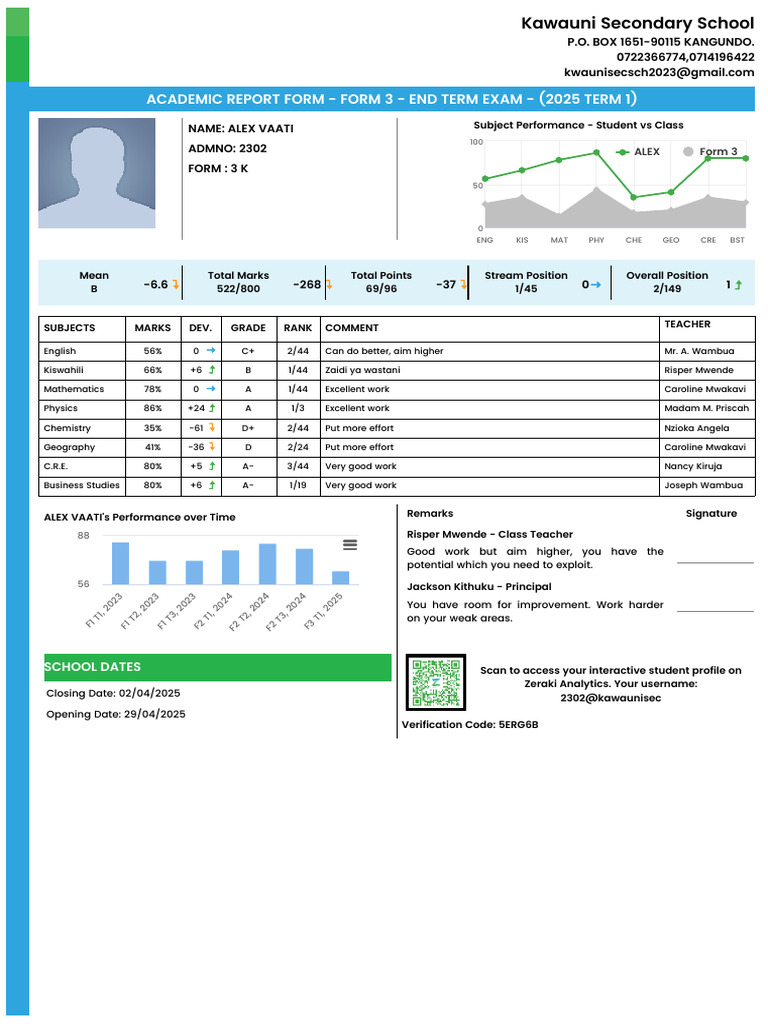 Form 3 - End Term Exam - (2025 Term 1) | PDF