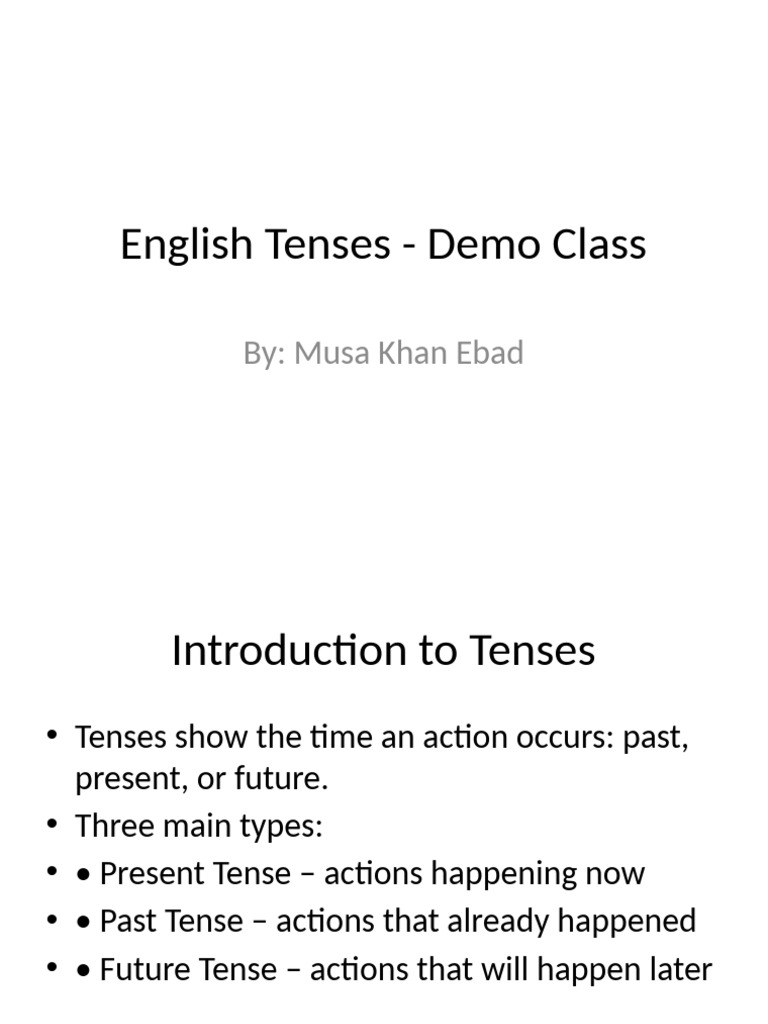 English Tenses Demo Class | PDF