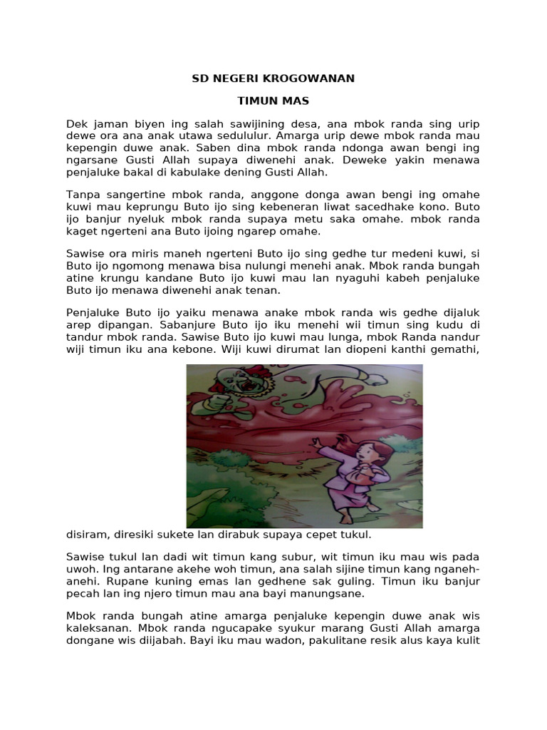Cerita Timun Mas Bahasa Jawa | PDF